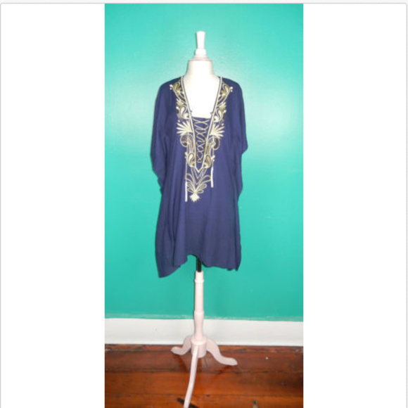 Lilly Pulitzer | Swim | Lilly Pulitzer True Navy Gold Chai Caftan Cover ...